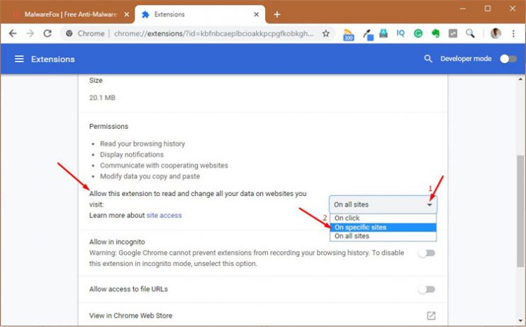 How to Control a Chrome Extension’s Permissions - MalwareFox